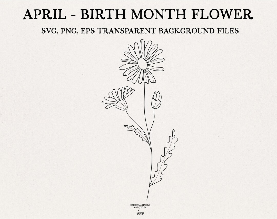 April Birth Month Flower - April Daisy Flower - Birth Month SVG - April ...