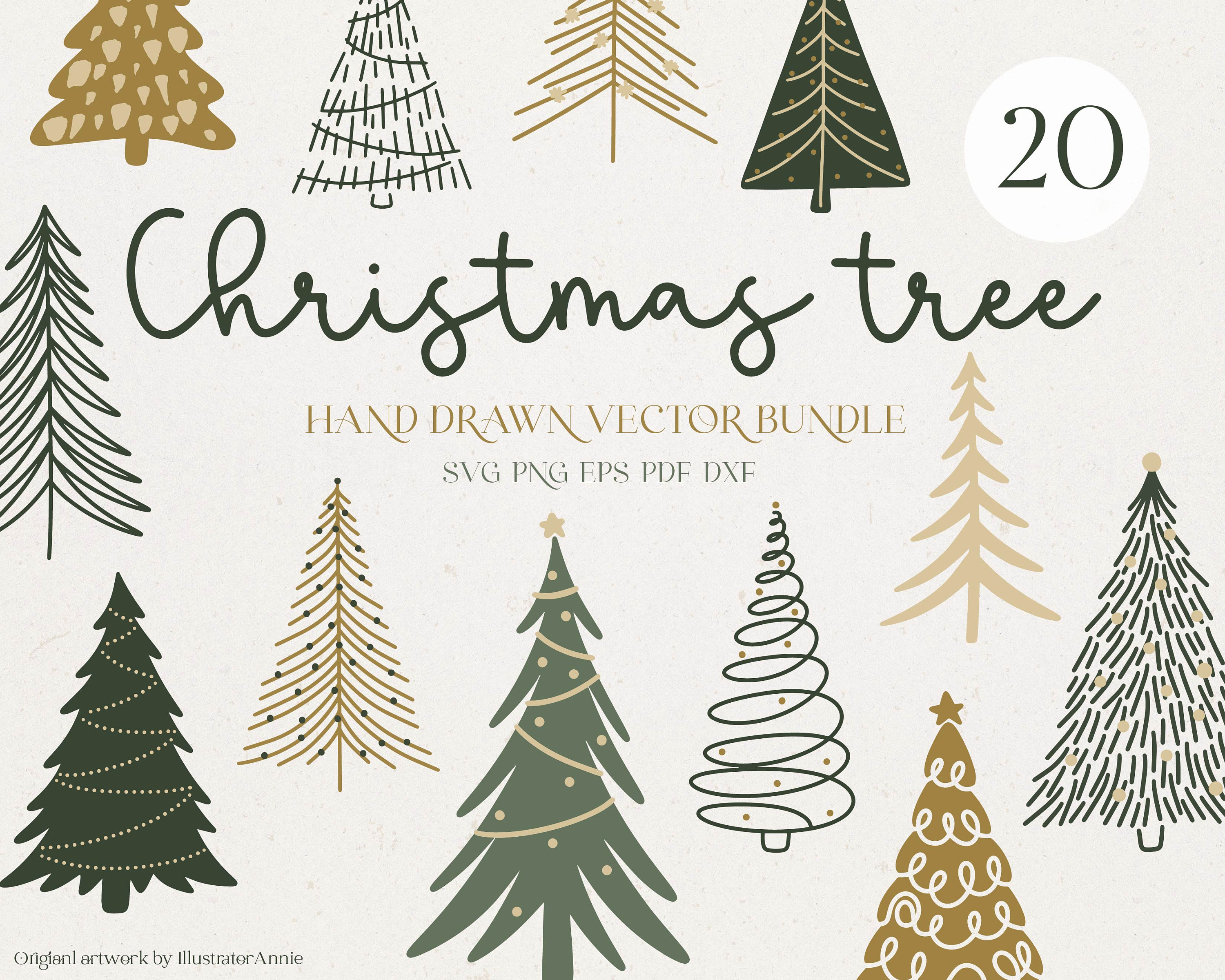 Christmas Tree Clipart SVG Bundle Minimalistic Christmas - Etsy