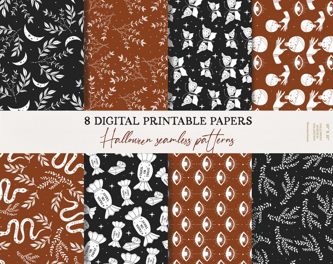Halloween Digital Paper Halloween Seamless Pattern | Etsy