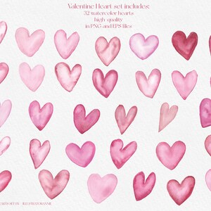 Watercolor Valentine Heart Clip Art Set - Watercolor Heart Clip Art ...