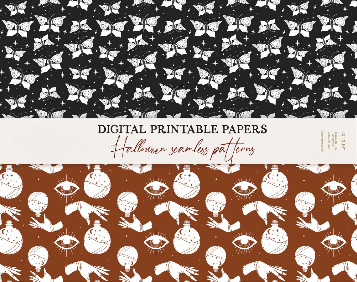 Halloween Digital Paper Halloween Seamless Pattern | Etsy