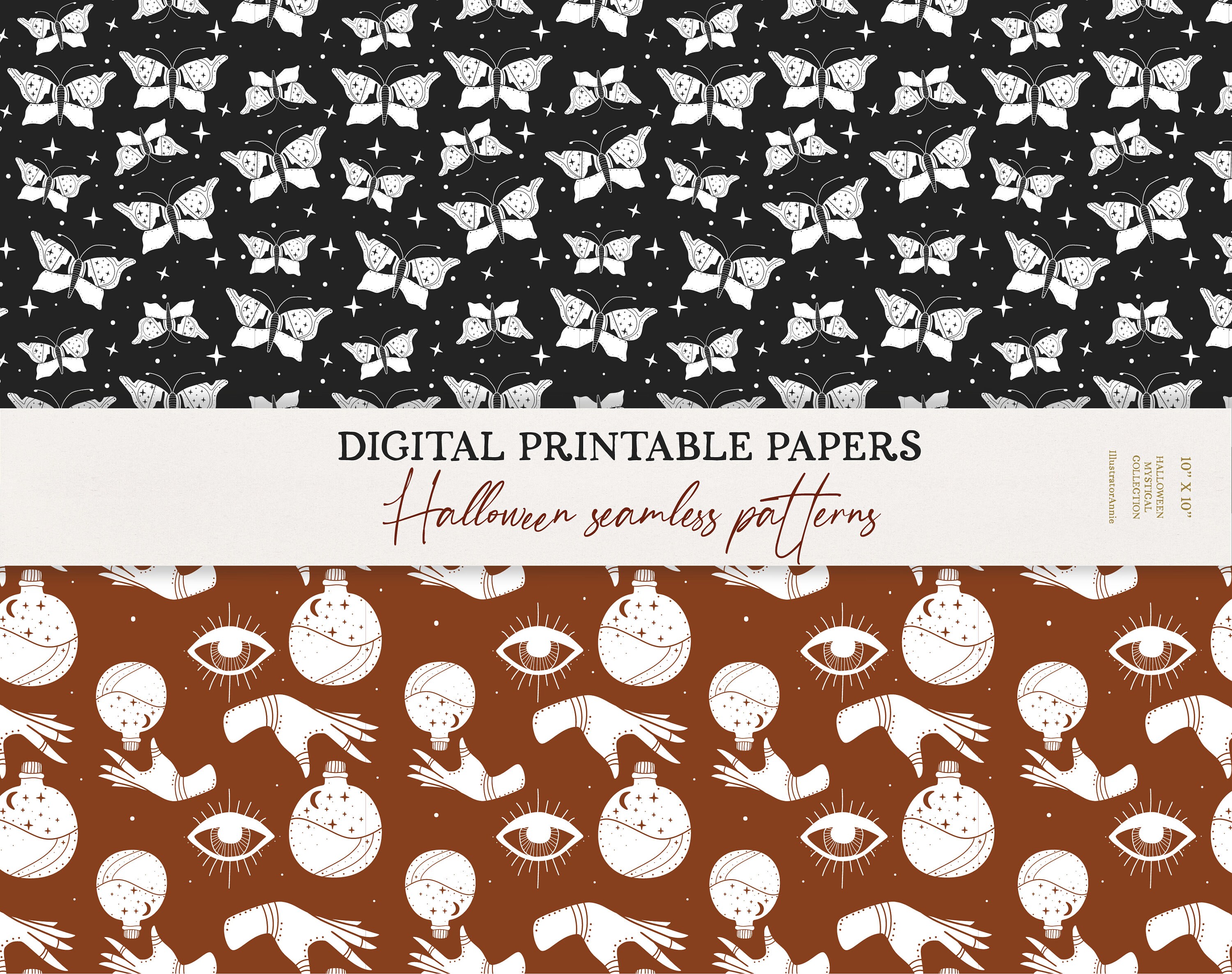 Halloween Digital Paper Halloween Seamless Pattern | Etsy