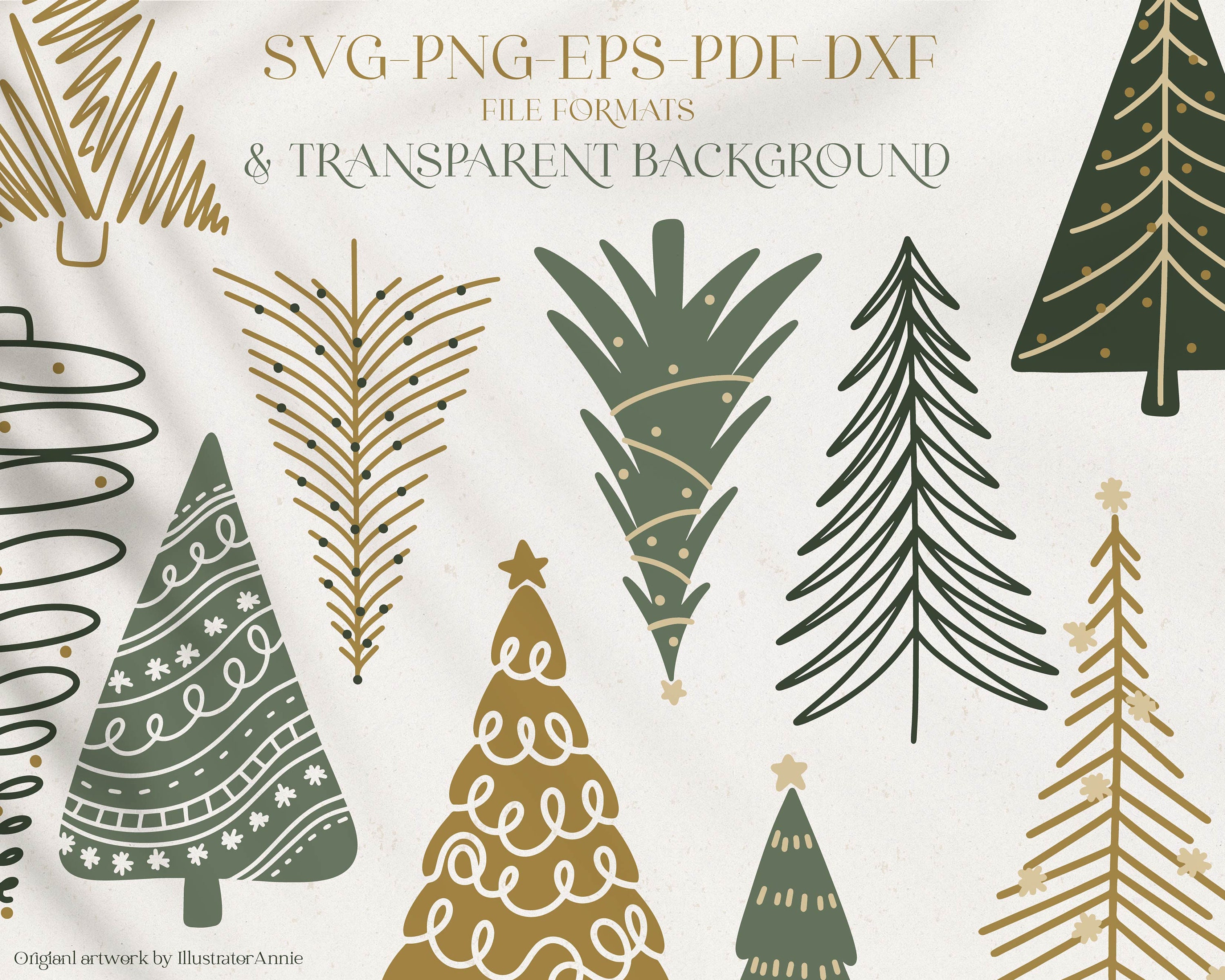 Christmas Tree Clipart SVG Bundle - Minimalistic Christmas Tree SVG ...