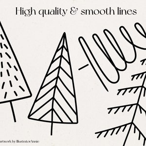 Christmas Tree Line Art Clipart SVG Bundle - Commercial Use - Christmas ...