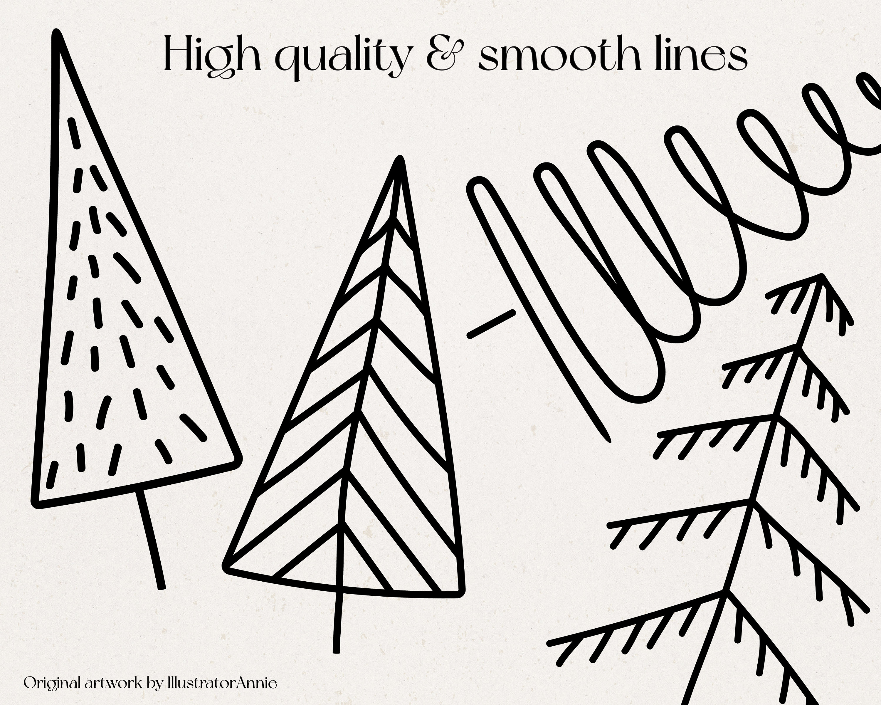 Christmas Tree Line Art Clipart SVG Bundle Commercial Use - Etsy