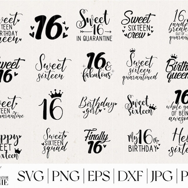 Sweet 16 Svg - Etsy