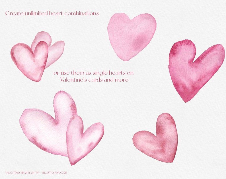 Watercolor Valentine Heart Clip Art Set Watercolor Heart - Etsy
