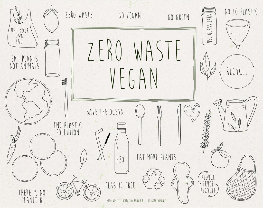 Zero Waste Vegan SVG Bundle-zero Waste Illustration-vegan Icon-vegan ...