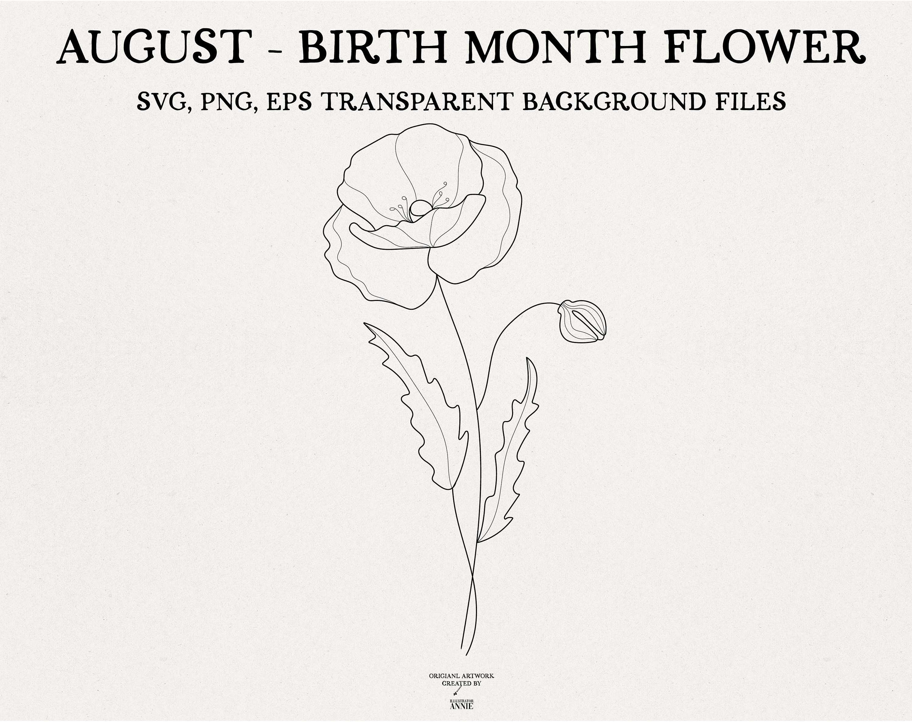 August Birth Month Flower - August Poppy Flower - Birth Month SVG ...