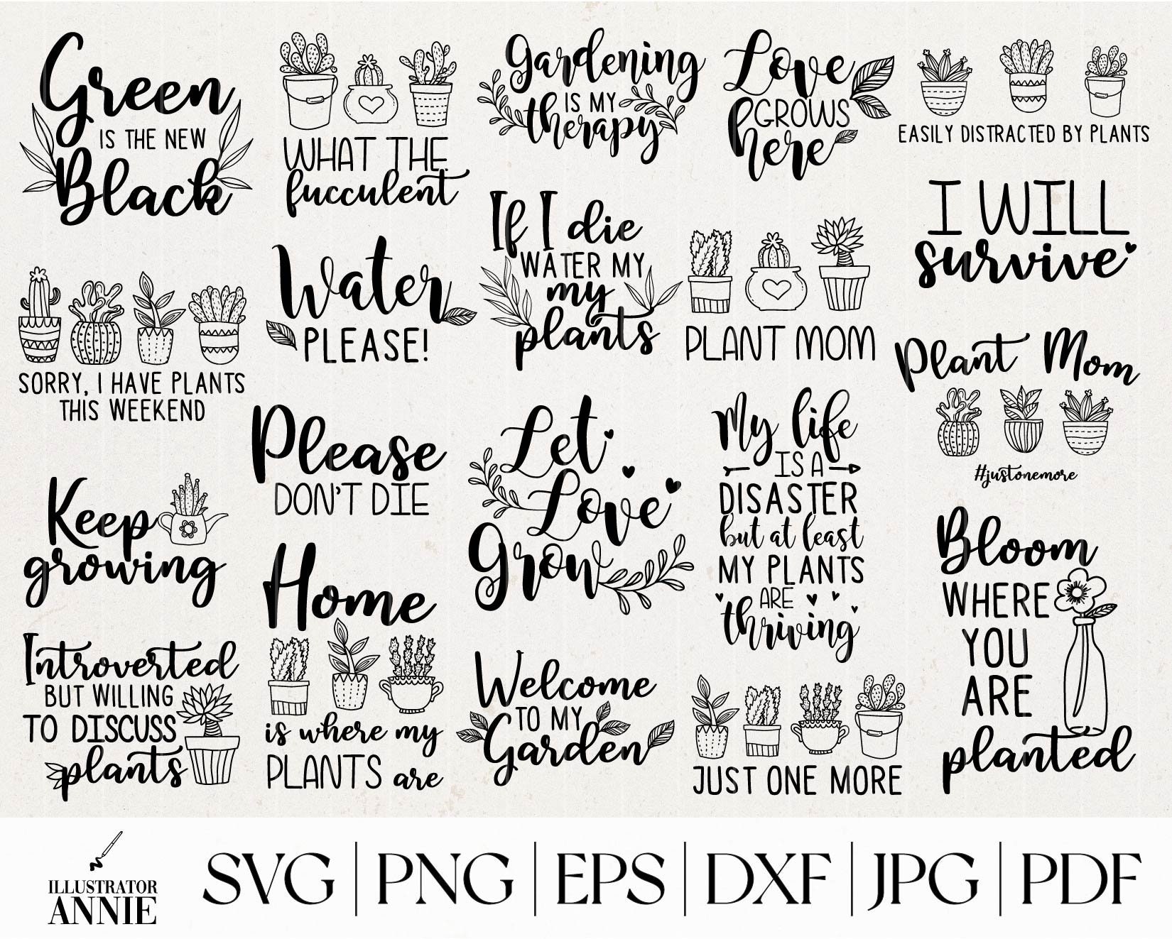 Plant SVG Bundle -commercial Use-plant Lover SVG Bundle-funny Plant SVG ...