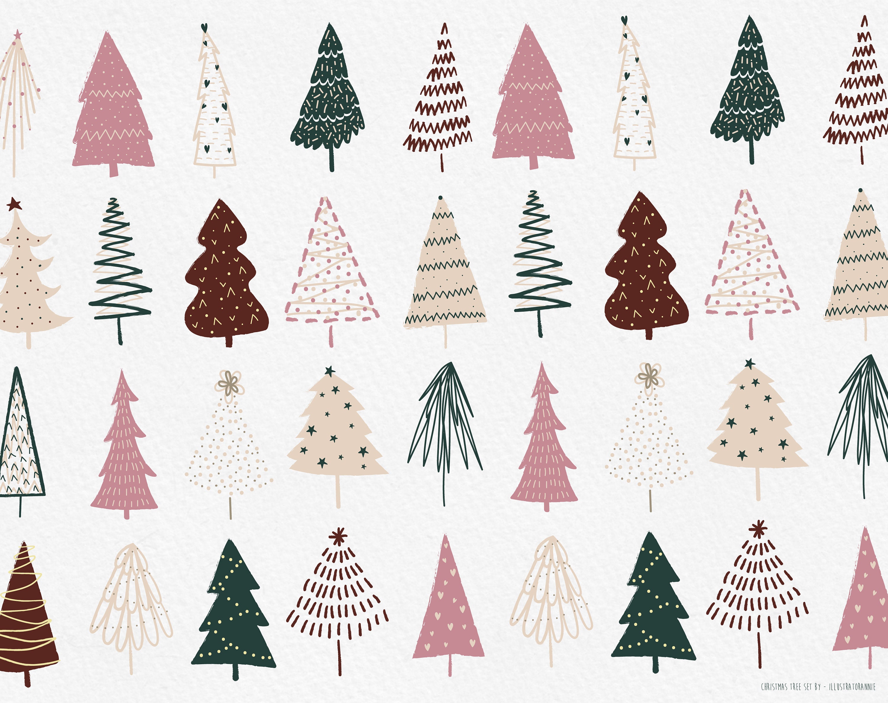 Christmas Tree Clip Art Set Modern Christmas Tree Clip Art - Etsy