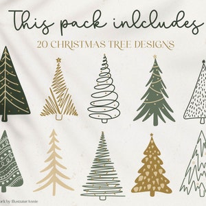 Christmas Tree Clipart SVG Bundle - Minimalistic Christmas Tree SVG ...
