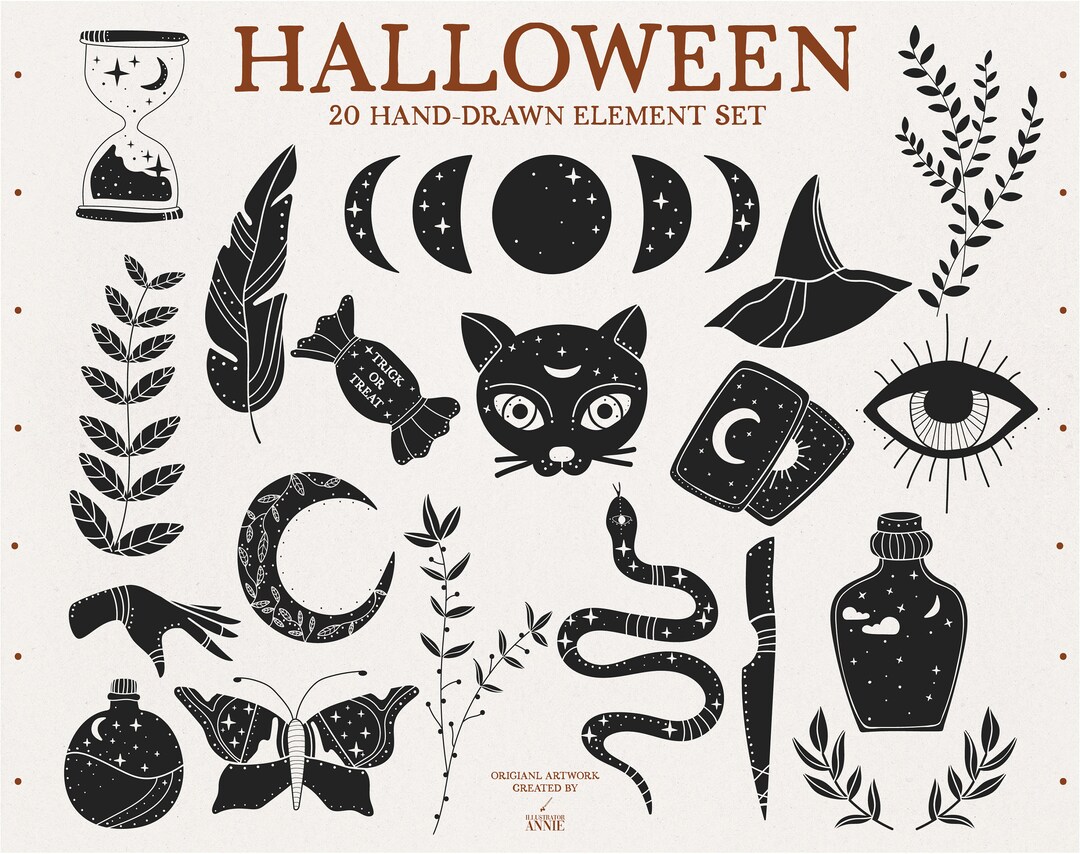 Halloween Clip Art Bundle - Halloween SVG Bundle - Mystical SVG Bundle ...