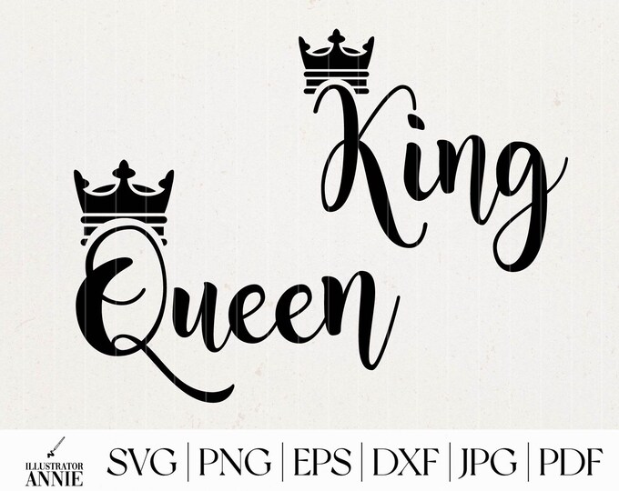 King and Queen Crown SVG Bundle | Couple Matching Designs (digital ...