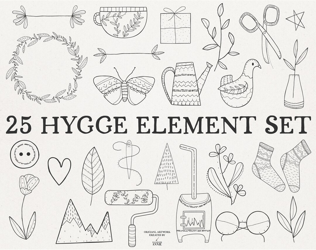 Hygge Element Set - Hygge SVG Bundle - Hygge SVG Elements - Hygge SVG Cut Files - Cozy Living ...