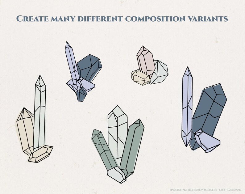 Line Crystals Clipart Bundle-crystal Clipart -crystal Illustration ...