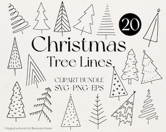 Christmas Line Art Clipart SVG Bundle - Commercial Use - Christmas ...