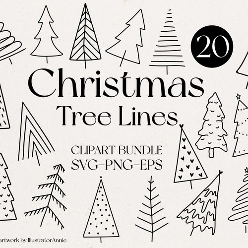 Christmas Line Art Clipart SVG Bundle Commercial Use - Etsy