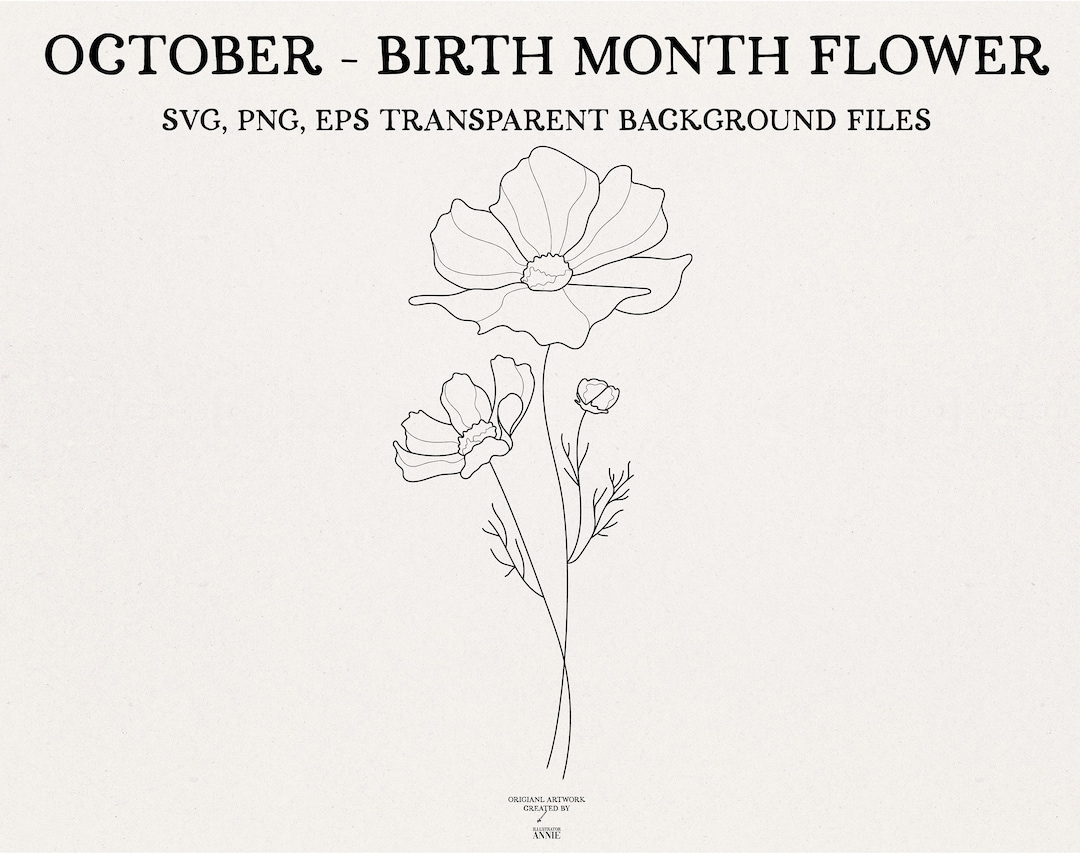 October Birth Month Flower - October Cosmos Flower - Birth Month SVG ...