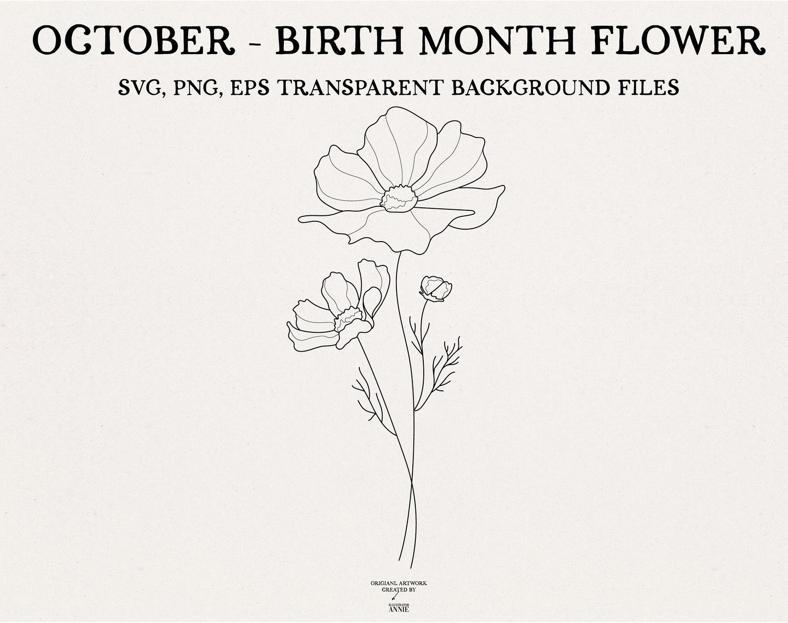 October Birth Month Flower - October Cosmos Flower - Birth Month SVG ...