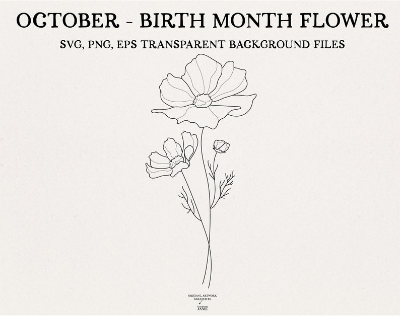 October Birth Month Flower - October Cosmos Flower - Birth Month SVG ...