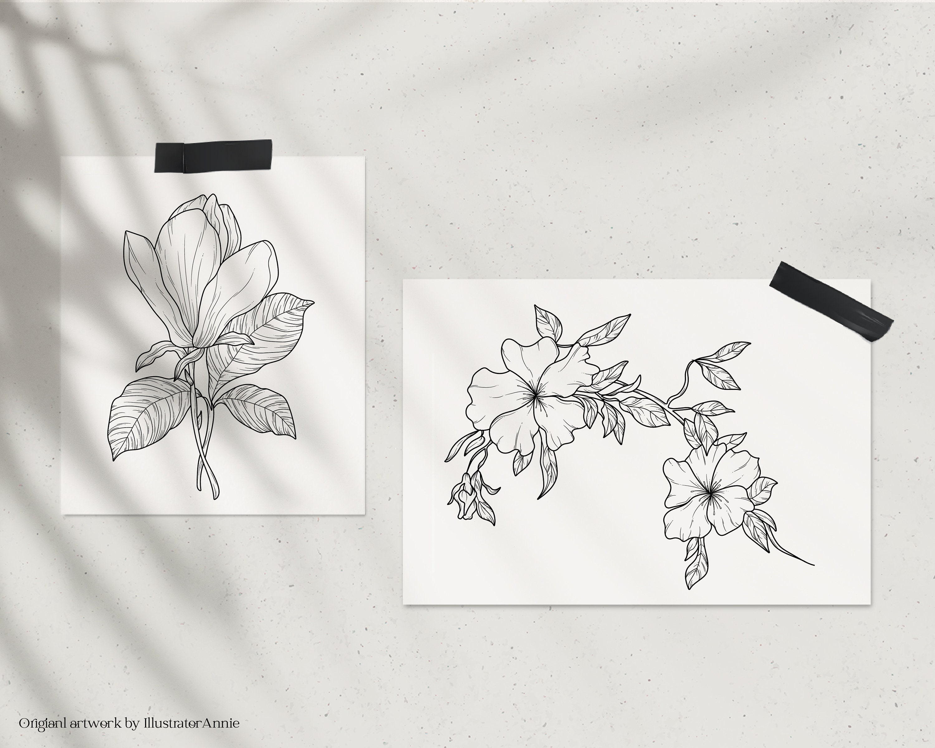 Floral Garden Botanical SVG Line Art Bundle Floral SVG - Etsy