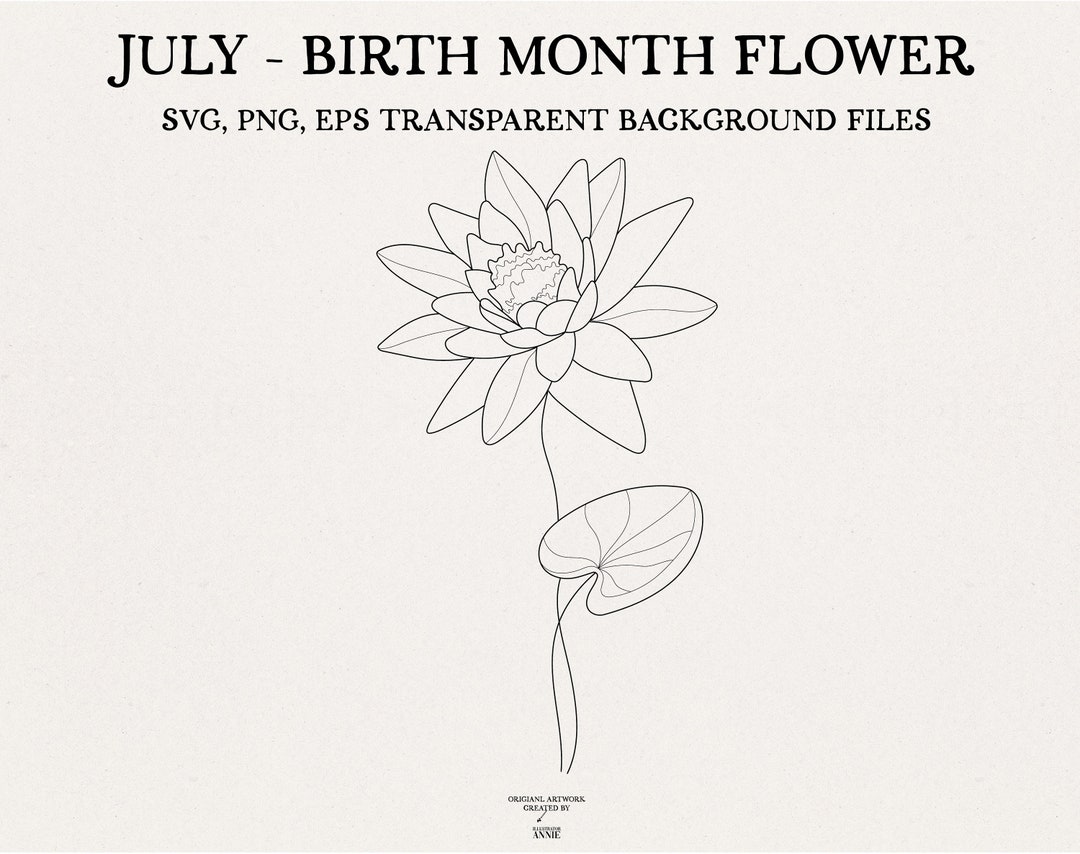 July Birth Month Flower - July Water Lily Flower - Birth Month SVG ...