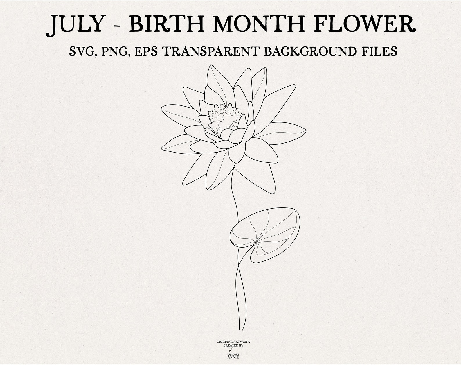 July Birth Month Flower July Water Lily Flower Birth Month | Etsy
