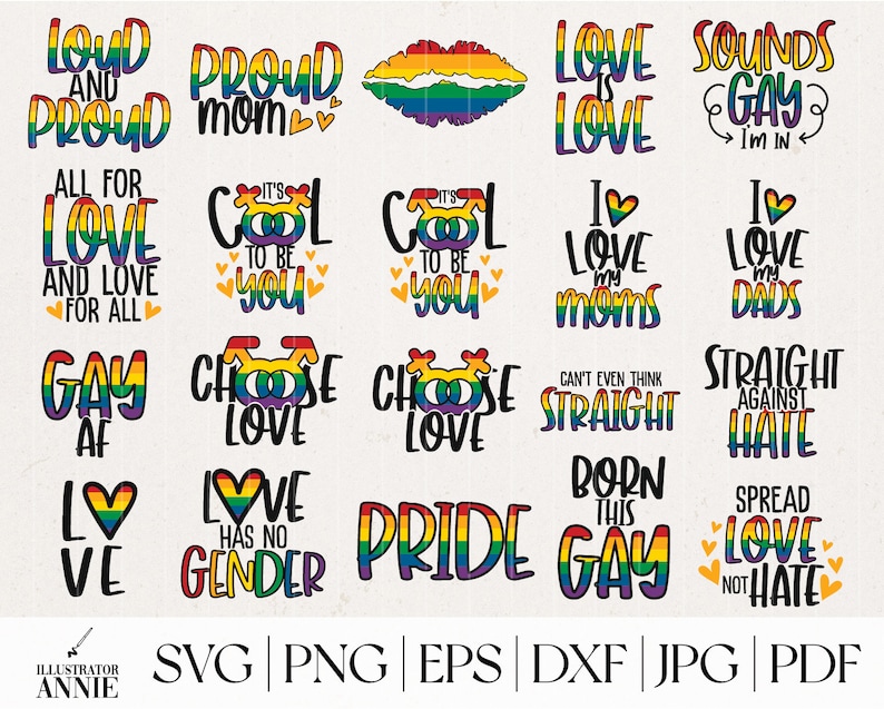 Gay Pride Svg Bundle Lgbt Svg Bundle Commercial Use Love Etsy