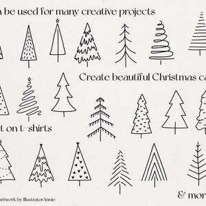 Christmas Tree Line Art Clipart SVG Bundle - Commercial Use - Christmas ...
