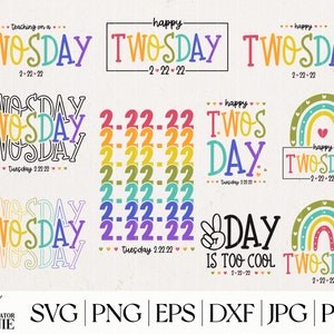 Happy Twosday SVG Bundle - Commercial Use - Twosday SVG Quote - Twosday ...