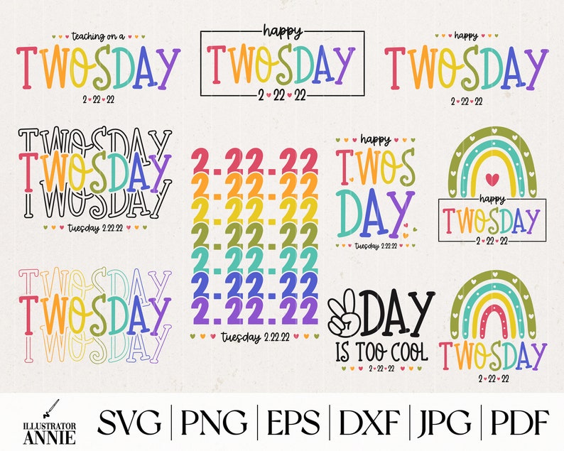 Happy Twosday SVG Bundle - Commercial Use - Twosday SVG Quote - Twosday ...