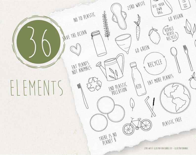 Zero Waste Vegan SVG Bundle-Zero Waste Illustration-Vegan | Etsy