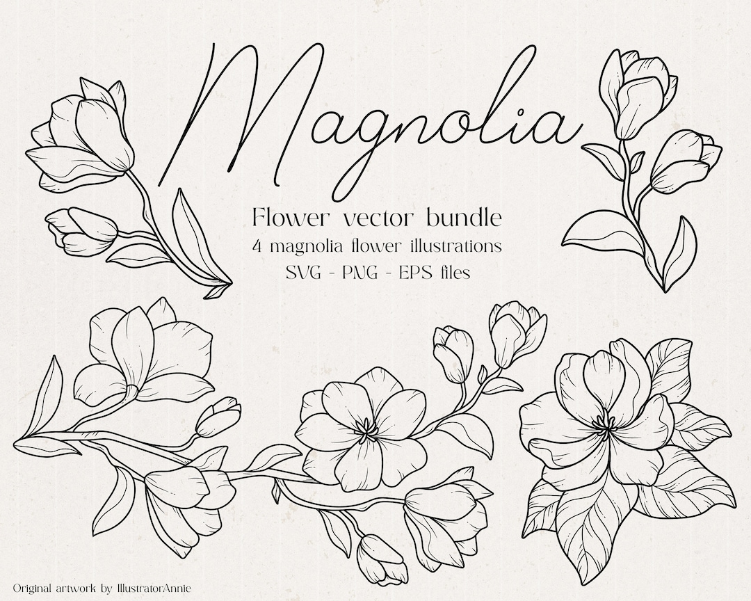 Magnolia SVG Flower Bundle - Magnolia Vector Flower - Flower SVG Bundle ...