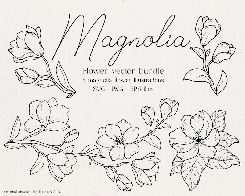 Magnolia SVG Flower Bundle Magnolia Vector Flower Flower - Etsy