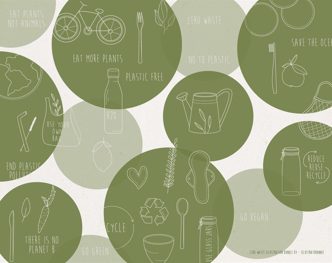 Zero Waste Vegan SVG Bundle-Zero Waste Illustration-Vegan | Etsy