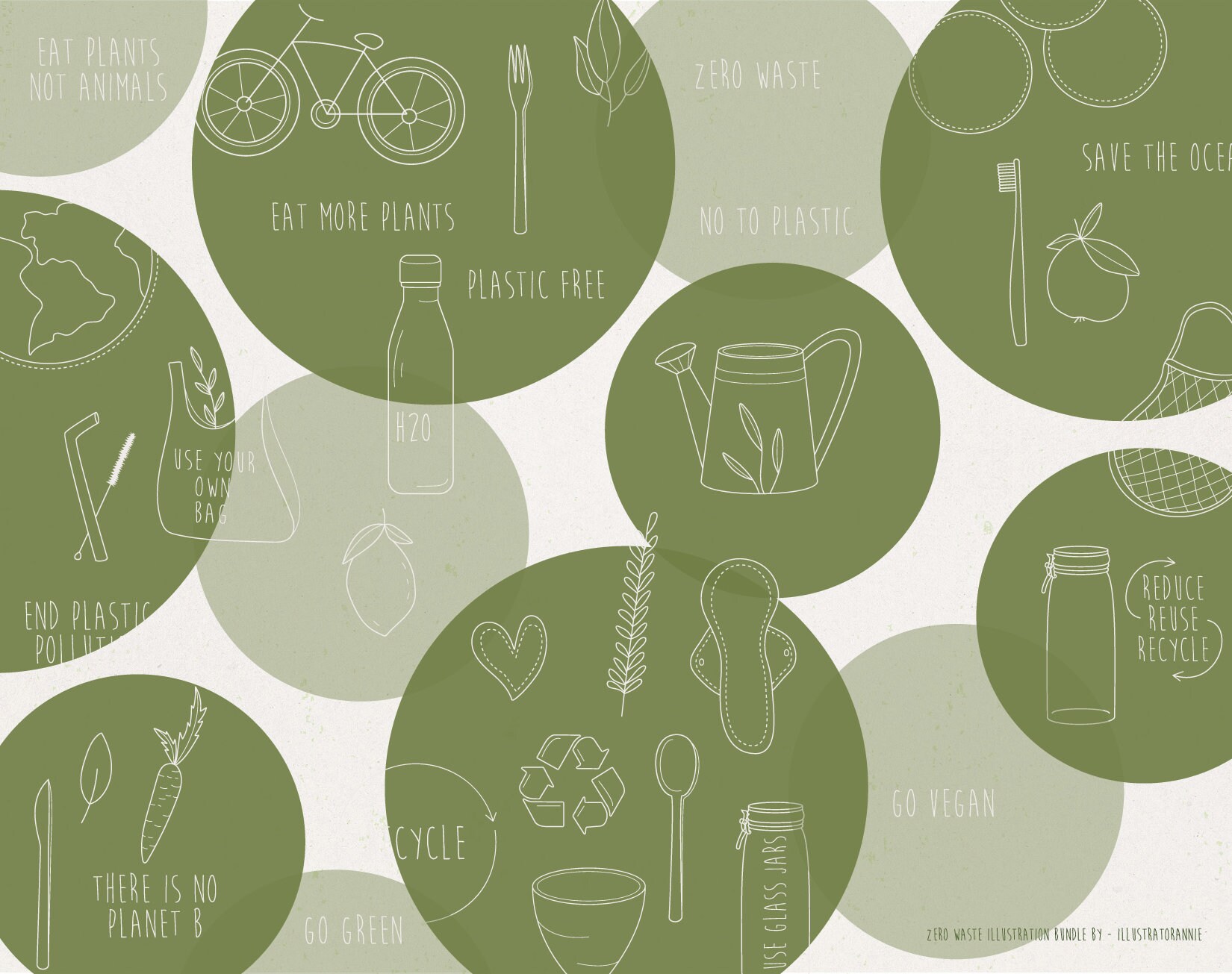 Zero Waste Vegan SVG Bundle-Zero Waste Illustration-Vegan | Etsy