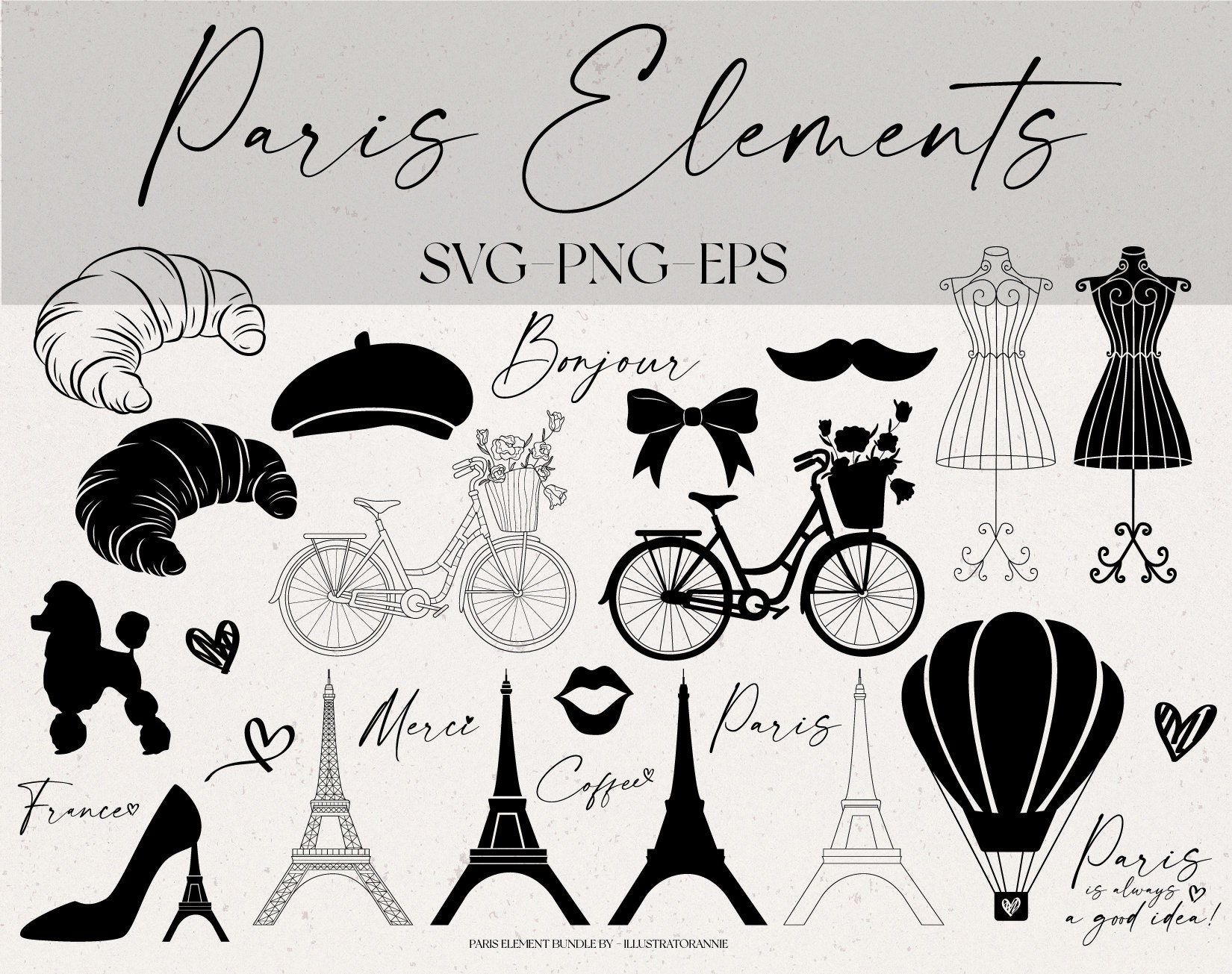 Paris SVG Bundle - Paris Element Bundle - France SVG Bundle - Paris ...