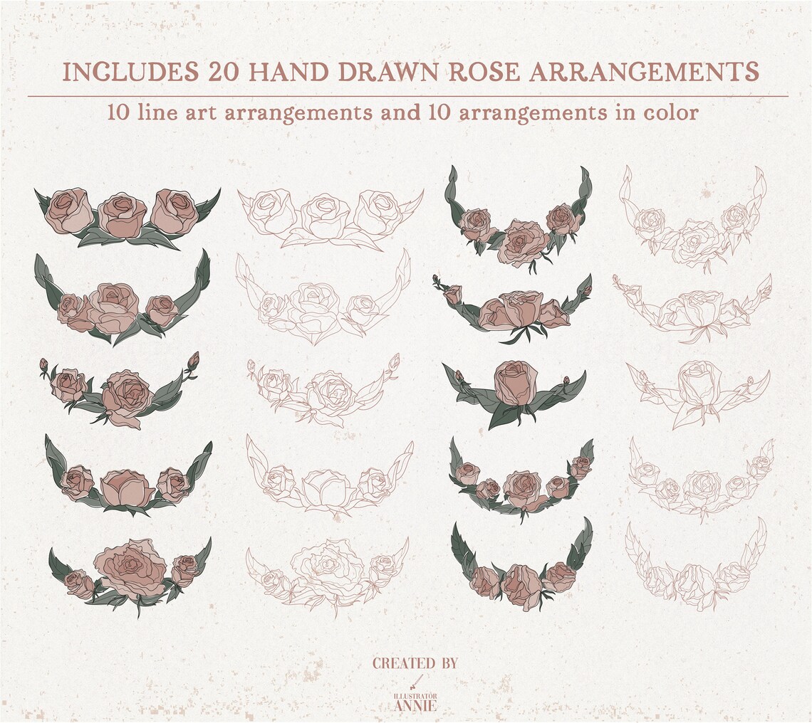 Rose Arrangement SVG Clipart Bundle - Floral SVG Bouquets Clipart ...