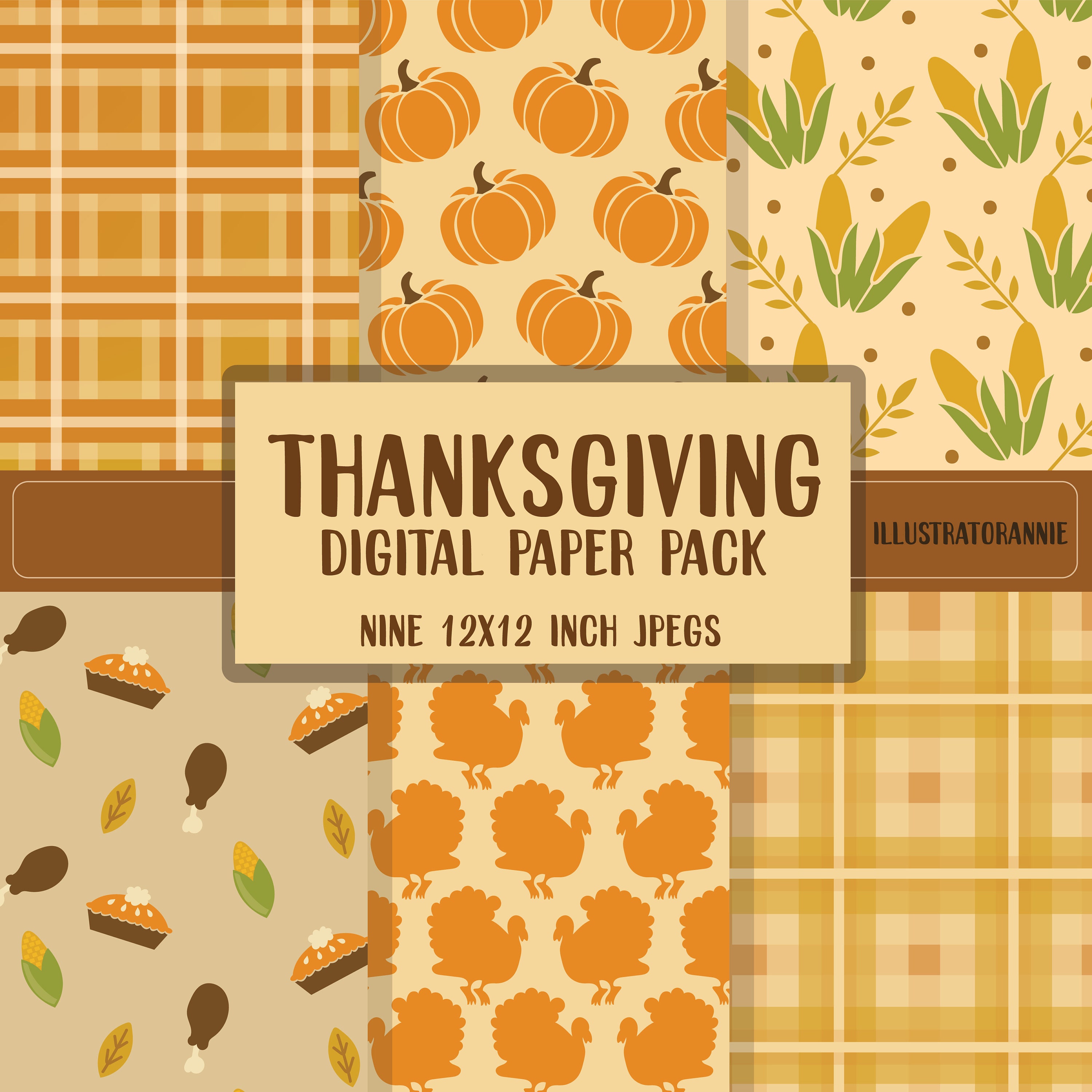 Thanksgiving digital paper pack for instant download JPG | Etsy