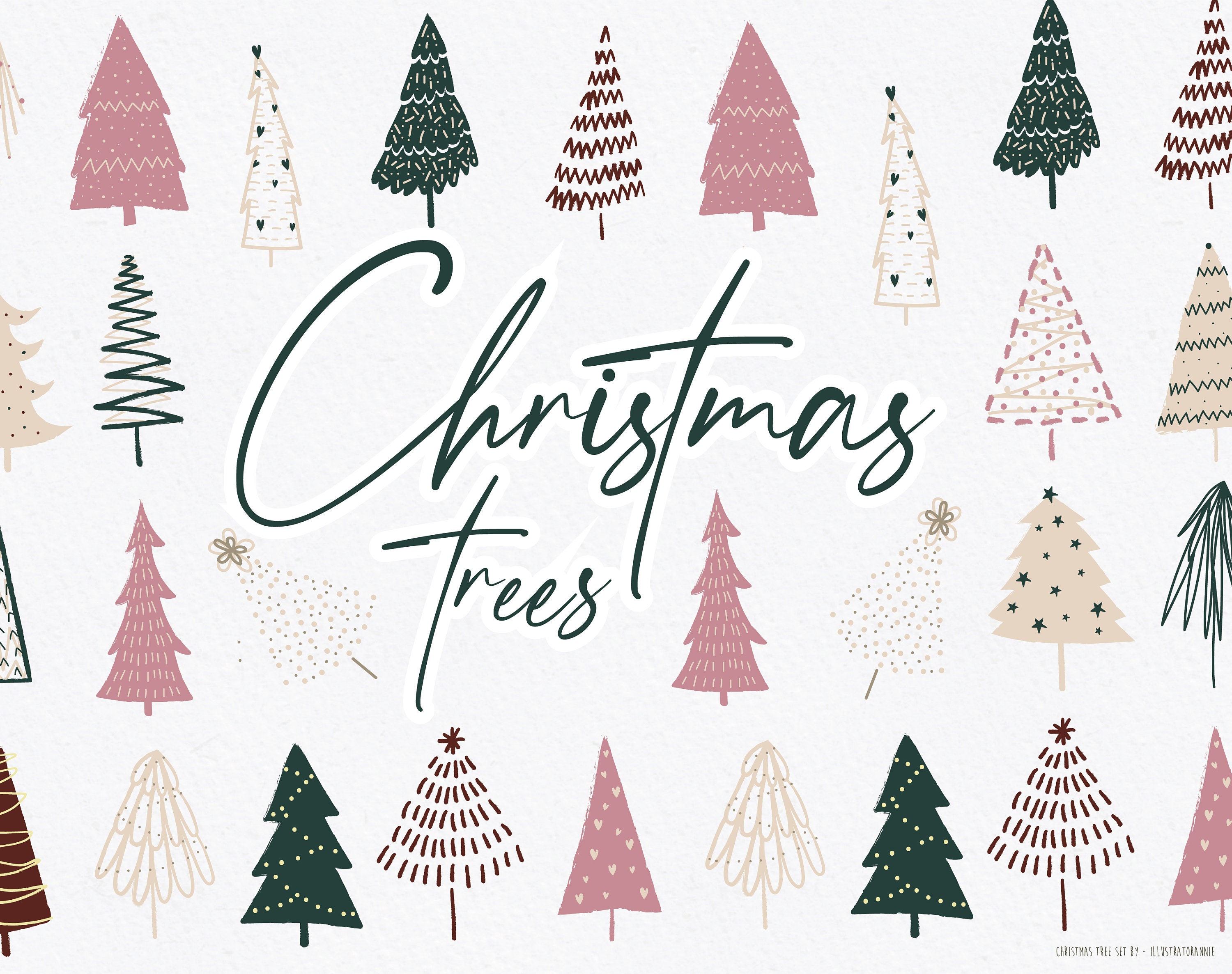 Christmas Tree Clip Art Set Modern Christmas Tree Clip Art - Etsy