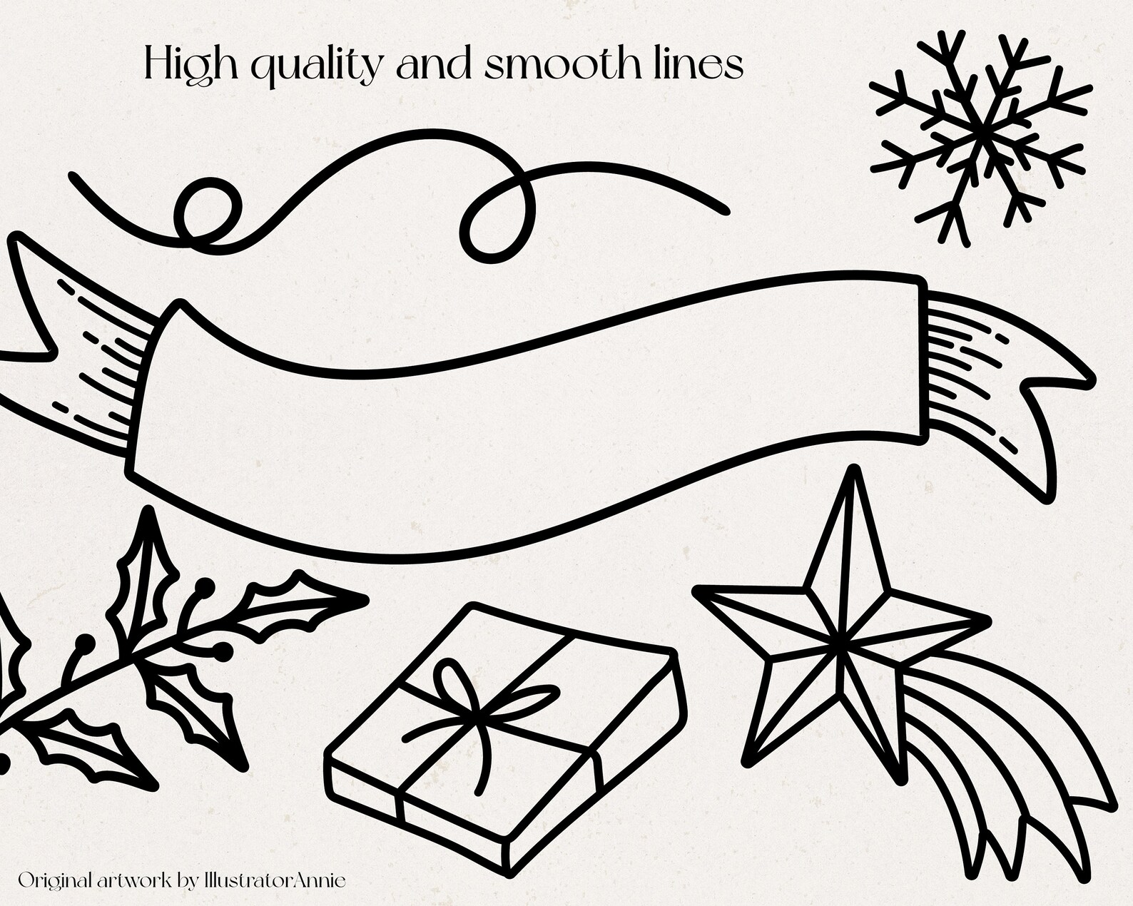 Christmas Line Art Clipart SVG Bundle - Commercial Use - Christmas ...