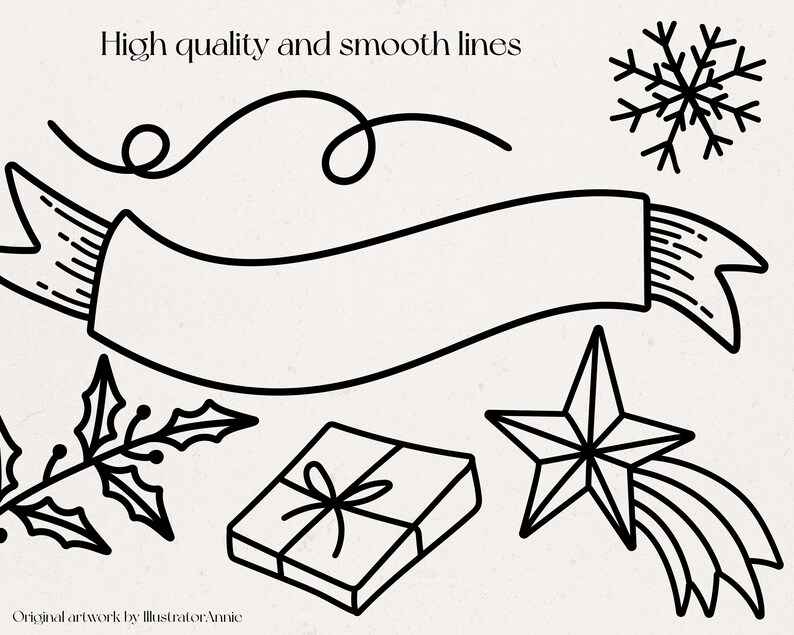 Christmas Line Art Clipart SVG Bundle - Commercial Use - Christmas ...