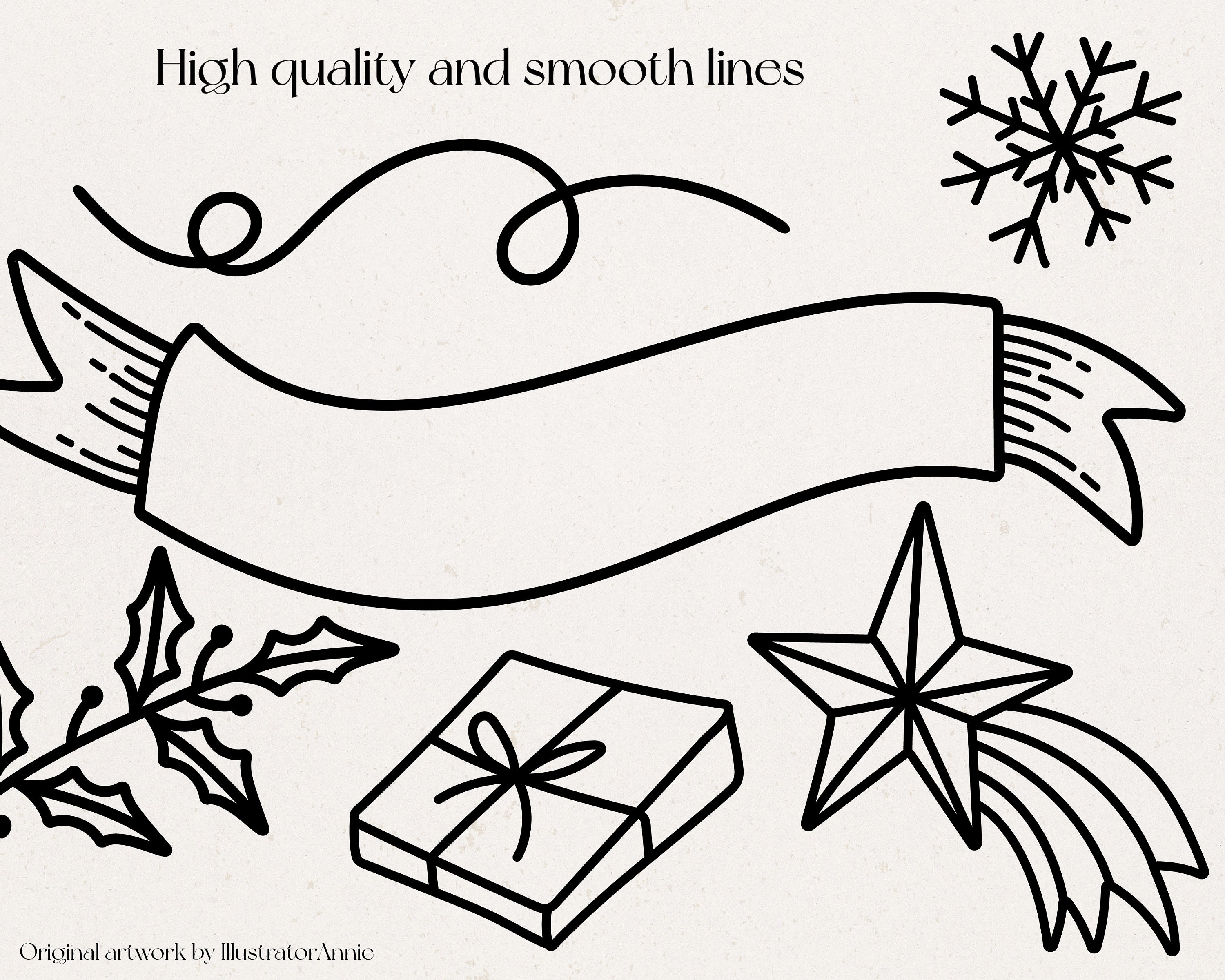 Christmas Line Art Clipart SVG Bundle Commercial Use - Etsy