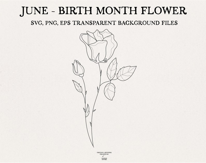 June Birth Month Flower June Rose Flower Birth Month SVG | Etsy