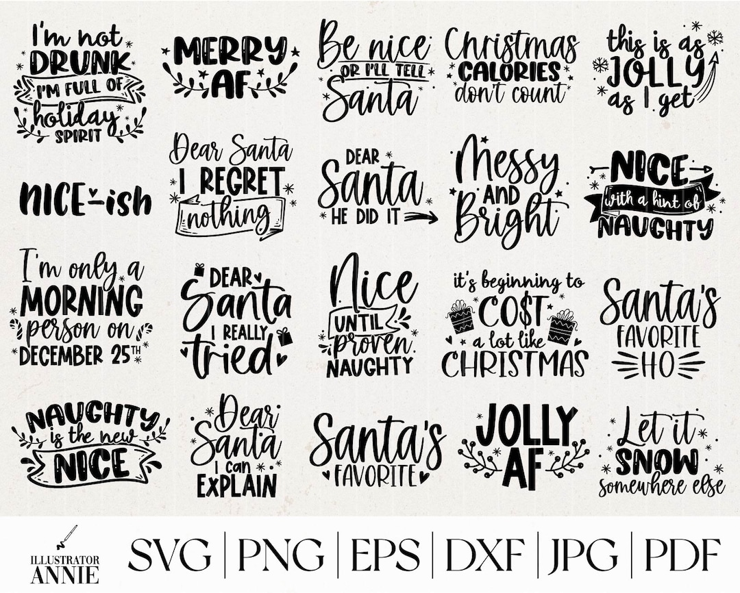 Funny Christmas SVG Quote Bundle - Commercial Use - Sarcastic Christmas ...
