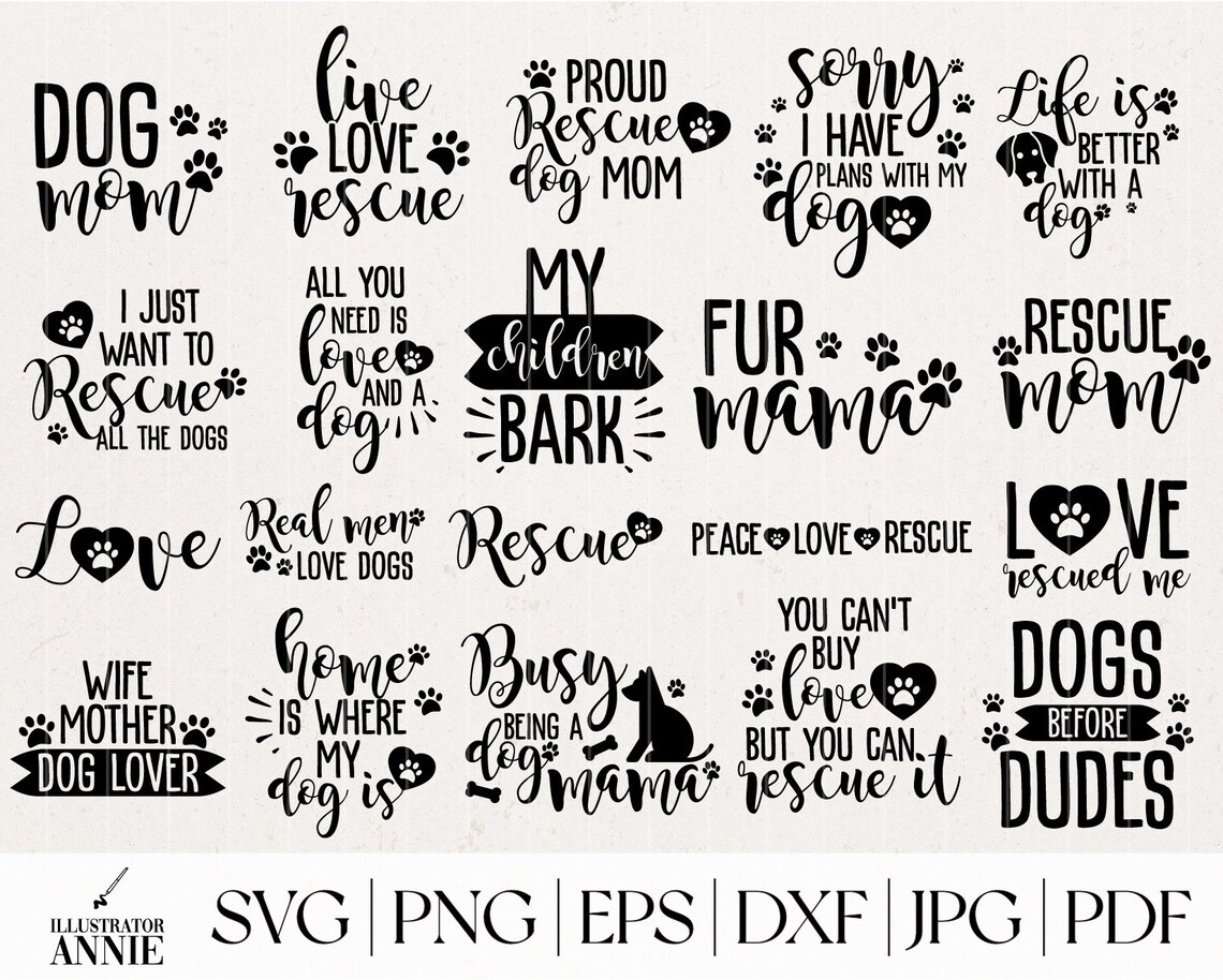 Dog Rescue SVG Bundle Commercial Use Dog Lover SVG Dog - Etsy