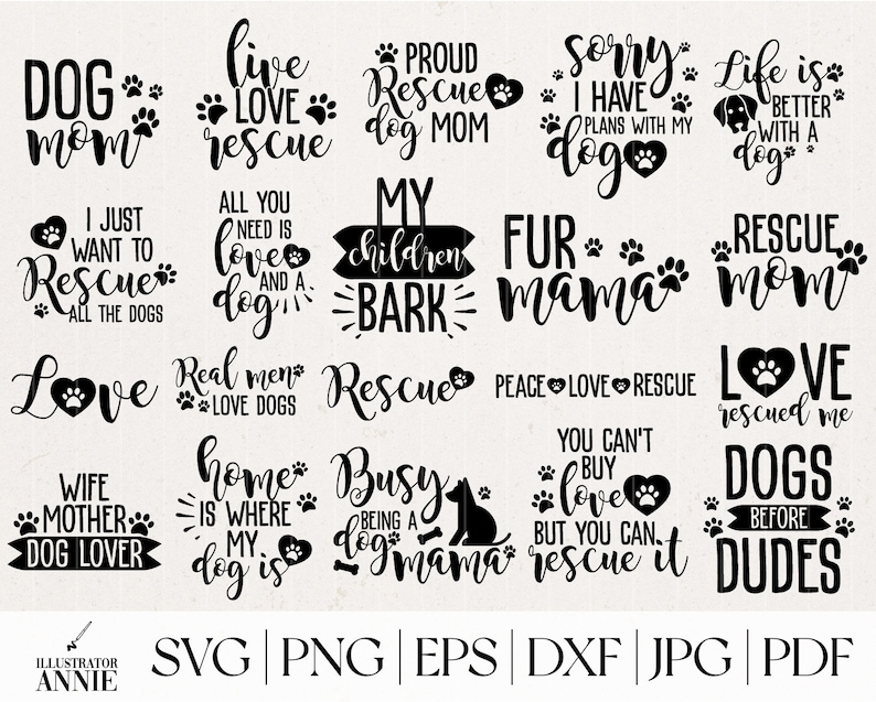 Dog Rescue SVG Bundle Commercial Use Dog Lover SVG Dog - Etsy