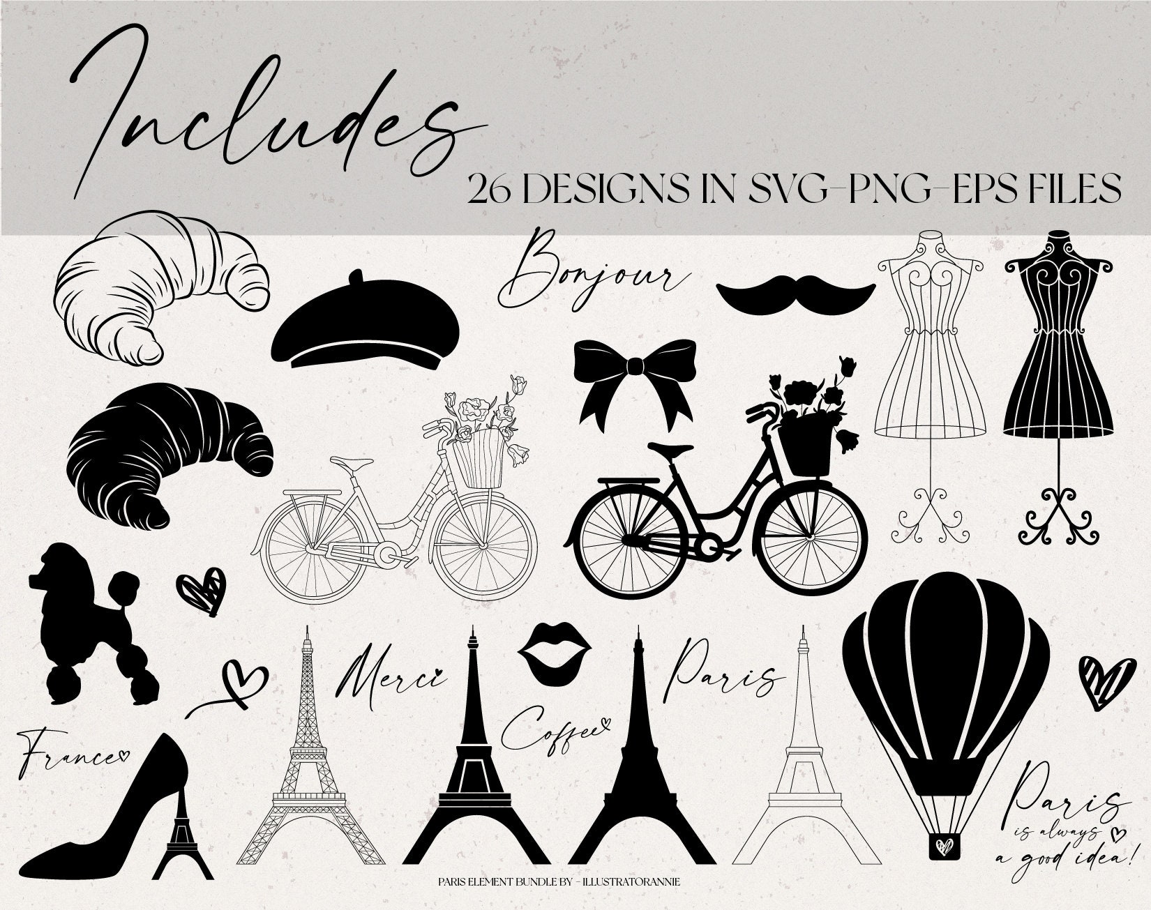Paris SVG Bundle - Paris Element Bundle - France SVG Bundle - Paris ...
