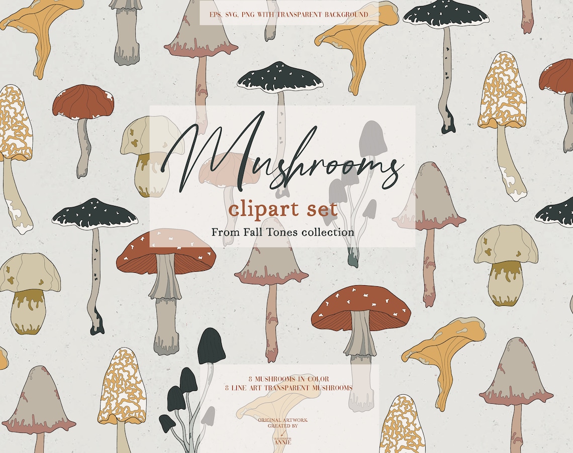 Mushroom Clipart Set - Mushroom SVG Bundle - Fall SVG Bundle - Autumn ...
